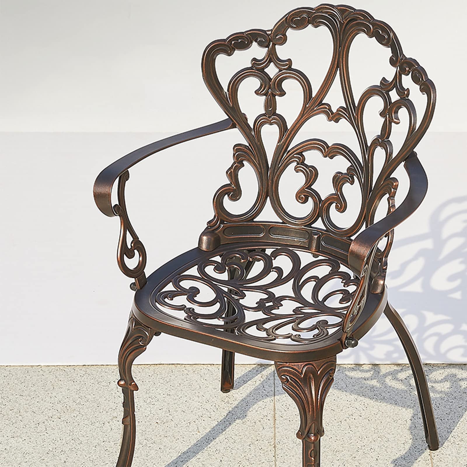 EESHHA Garden Bench 3 Pcs Cast Aluminum Set Garden Furniture Dining Table Chairs Antique Outdoor Seat Patio Seater (D) (C)