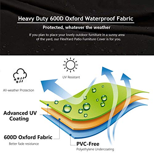 Flexiyard Patio Egg Chair Cover with Adjustable X-Lock System and Zipper, Easy On Easy Off, Heavy Duty 100% Waterproof 600D Oxford Hanging Swing Chair Winter Cover