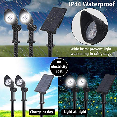 CORESLUX Solar Spotlights Outdoor Garden Lights, Super Bright 6 LED Bead Landscape Spotlights IP65 Waterproof Adjustable Solar Spot Lights for Patio Yard Garden Pathway (White Light)