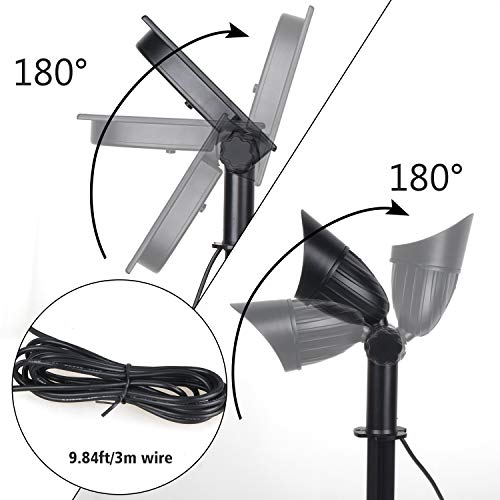 CORESLUX Solar Spotlights Outdoor Garden Lights, Super Bright 6 LED Bead Landscape Spotlights IP65 Waterproof Adjustable Solar Spot Lights for Patio Yard Garden Pathway (White Light)