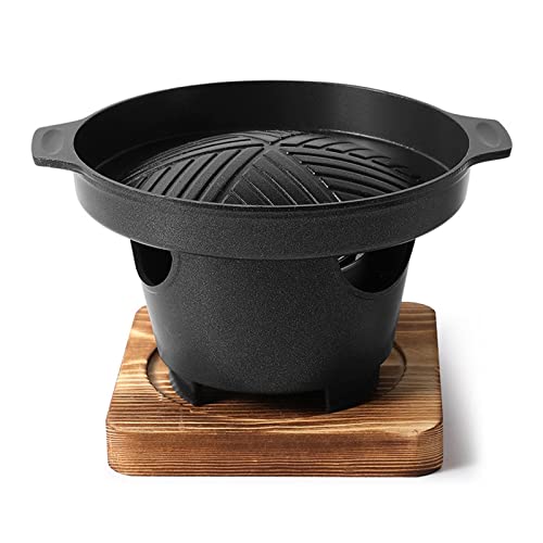 GEEKLLS Charcoal grills Mini Barbecue Oven Grill One Person Cooking Home Wooden Frame Alcohol Stove BBQ Outdoor Garden Party Roasting Meat Tool