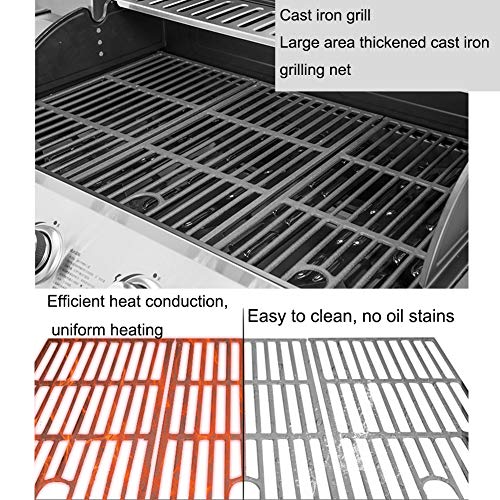 NaoSIn-Ni 4 Burner BBQ Propane Gas Grill, Stainless Steel 60,000 BTU Patio Garden Barbecue Grill with Two Foldable Shelves Removable Design