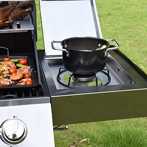 NaoSIn-Ni 4 Burner BBQ Propane Gas Grill, Stainless Steel 60,000 BTU Patio Garden Barbecue Grill with Two Foldable Shelves Removable Design