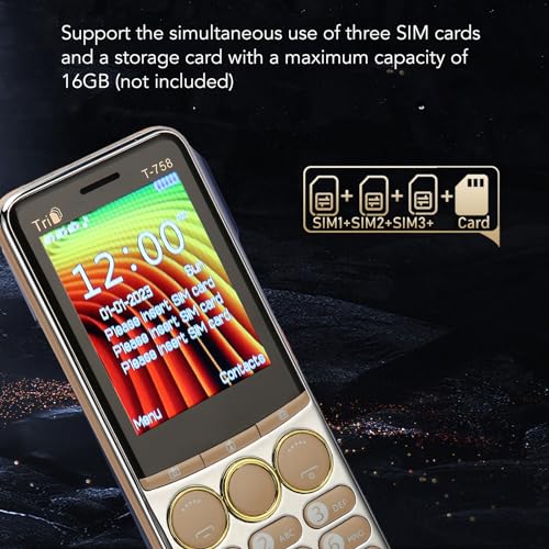 2G GSM Unlocked Cell Phone, 2.8 Inch Screen, 3200mAh Battery, Big Button, High Volume, 16GB, SOS, Flashlight, Suitable for Seniors (US Plug)