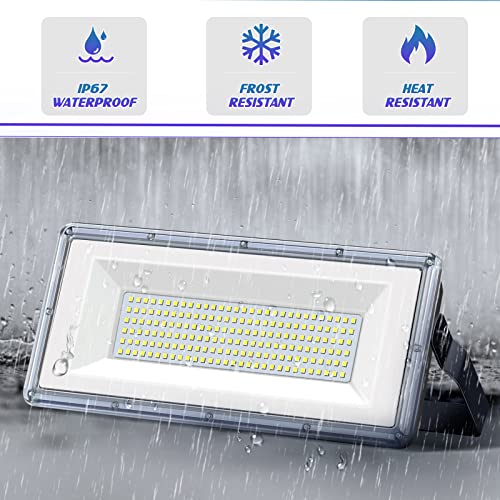 2 Pack 200W LED Flood Light, Super Bright Outdoor Stadium Lights, 20000LM 7000K Daylight Adjustable Lighting Angle, IP67 Waterproof Security Outdoor Flood Lighting for Yard, Stadium, Garden, Lawn