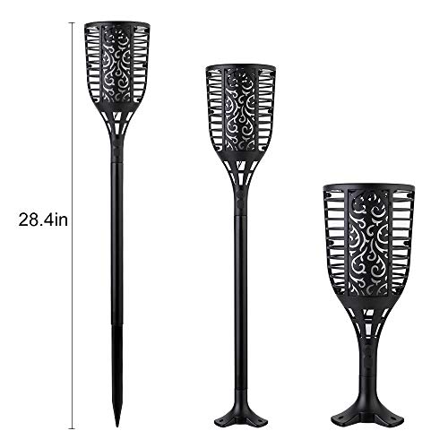 Solar Torch Lights β Weather & Waterproof Tiki Torch Lights β Solar & USB Powered Outdoor Torch Lights β Flickering Flame Torch Lights for Your Patio, Garden, & Walkway - Set of 2 Solar Torches
