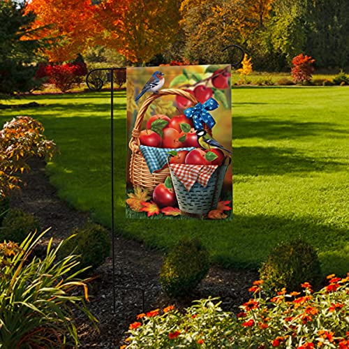 Harvest Apple Basket Fall Garden Flag Bluebirds Picnic 12.5"x18" Briarwood Lane