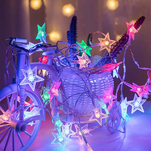 E-lishine 19ft /40LED Stars String Light Battery Operated,Decorative Stars Lights for Home, Party, Christmas, Wedding, Garden (19, Color)