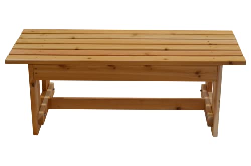 Premium Cedar Outdoor Garden Bench with Flat Seat (48” Wide, 18” Deep, 17” Tall)
