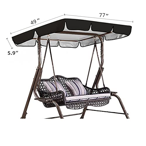 WULEE Outdoor Porch Swing Canopy Waterproof Top Cover, Garden Patio Swing Seat Replacement Canopy Awning Canopy Cover (77'' x 49'', Canopy Only) (Black)