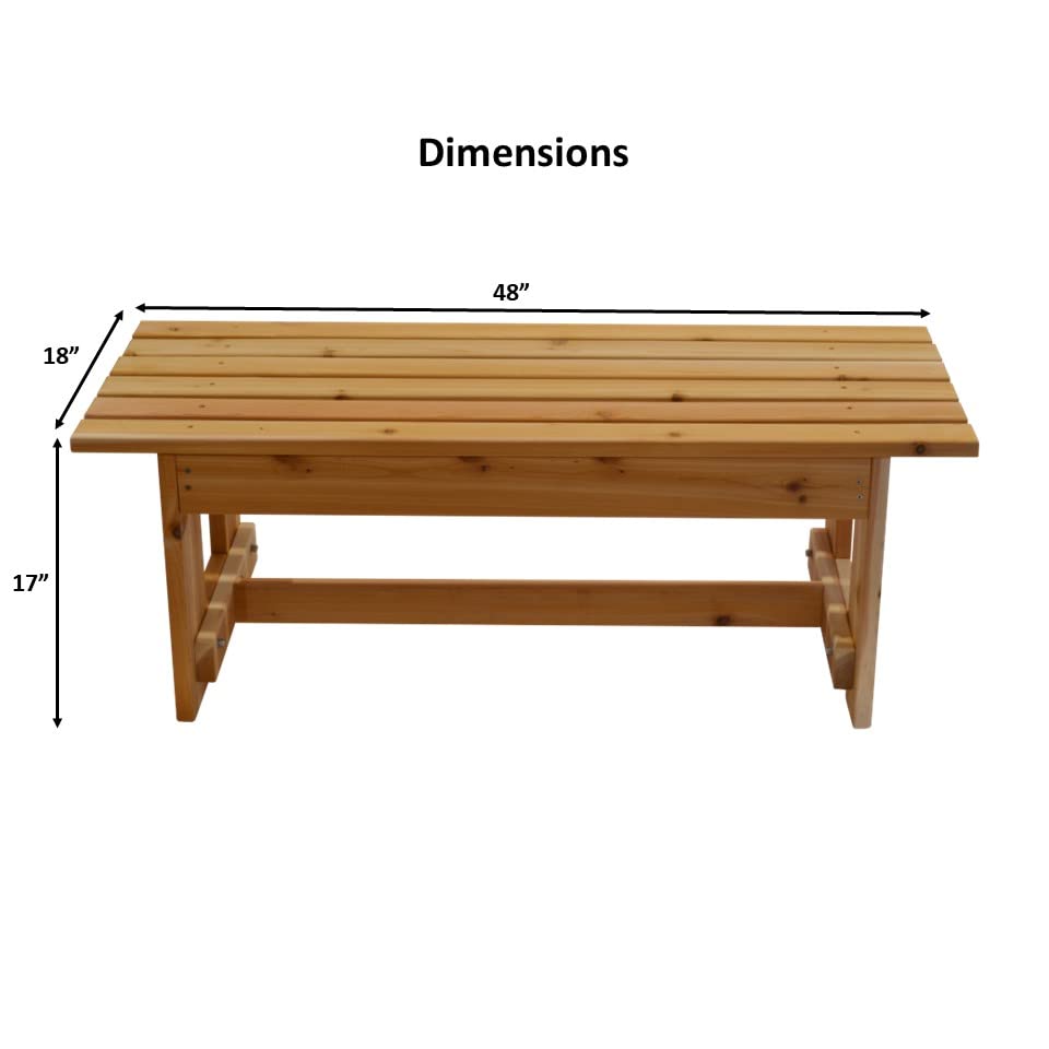 Premium Cedar Outdoor Garden Bench with Flat Seat (48β Wide, 18β Deep, 17β Tall)