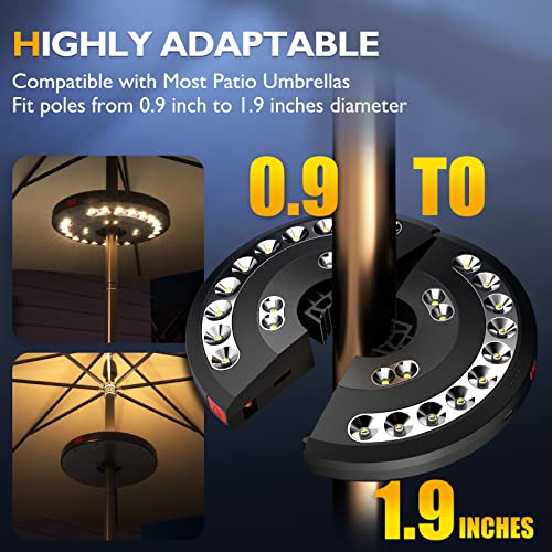 Eletorot Patio Umbrella Lights-Rechargeable Outdoor Lights for Patio Decor, Patio Table Light 28 LED 3 Lighting Modes, Cool Patio Pool Accessories Backyard Decor