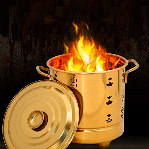 QILIN Stainless Steel Incinerator, Portable Burning Barrel, Used in Gardens, Terraces, Indoors, can Incinerate Waste, Garbage, Paper, Leaves, 5 Sizes, Gold
