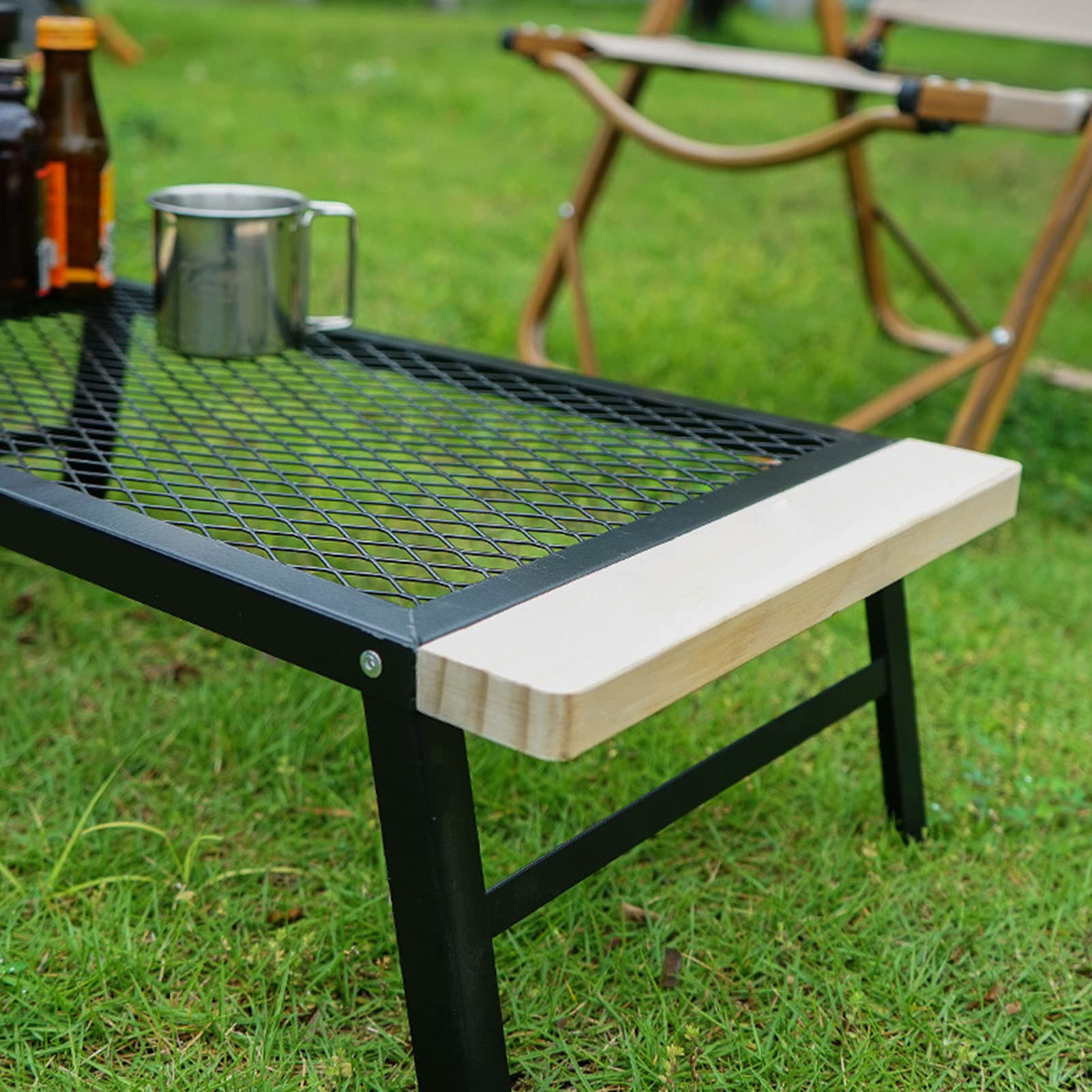 EviKoo Folding Campfire Grill Grates | Barbecue Camping Folding Grill Table | Portable Campfire Cooking Equipment Suitable for Picnic, Beach, Camp Grill BBQ