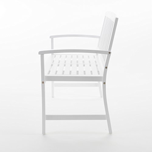 Christopher Knight Home Loja Outdoor Acacia Wood Bench, Pu White