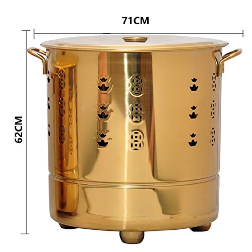 QILIN Stainless Steel Incinerator, Portable Burning Barrel, Used in Gardens, Terraces, Indoors, can Incinerate Waste, Garbage, Paper, Leaves, 5 Sizes, Gold