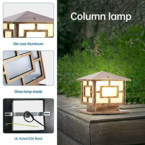 Boilyn Outdoor Column Lights, IP65 Waterproof Patio Post Lamp External Anti-Rust Aluminum Pillar Lights Outdoor Post Lights E26 Exterior Post Lights Fixtures for Garden Patio Lawn¡