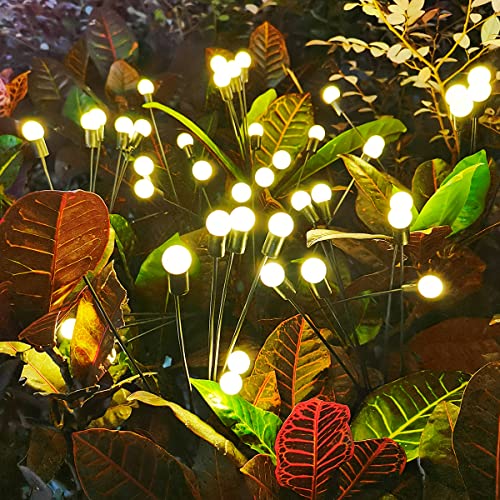 ANTQUE 2 Pack Solar Powered Garden Lights Outdoor, New Upgrade Swaying Starburst Solar Garden Lights, Vibrant Garden Lights Waterproof Solar Outdoor Lights, Decorative Lights for Yard