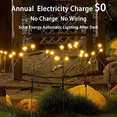 ANTQUE 2 Pack Solar Powered Garden Lights Outdoor, New Upgrade Swaying Starburst Solar Garden Lights, Vibrant Garden Lights Waterproof Solar Outdoor Lights, Decorative Lights for Yard
