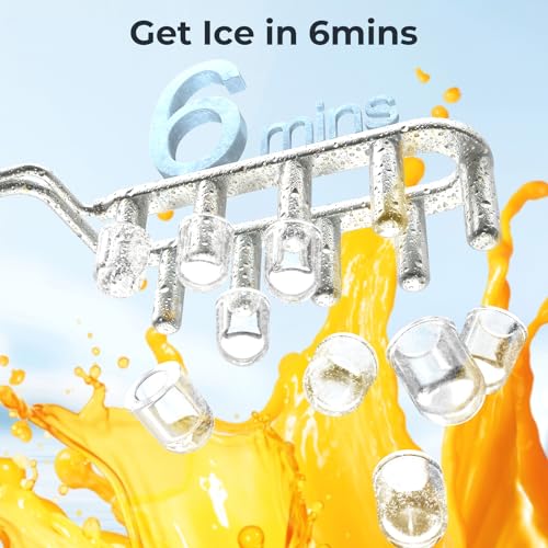 Ice Makers Countertop with Self-Cleaning, 26.5Lbs/24Hrs, 9 Cubes Ice Ready in 6~9Mins, Portable Ice Maker with Ice Scoop/Basket for Home/Kitchen/Office/Bar, Black