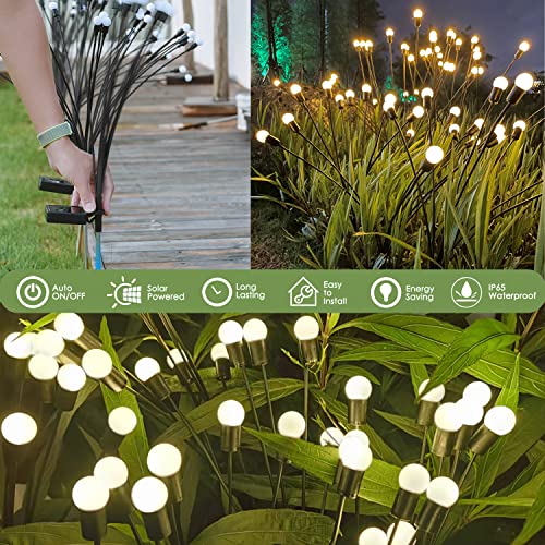 ANTQUE 2 Pack Solar Powered Garden Lights Outdoor, New Upgrade Swaying Starburst Solar Garden Lights, Vibrant Garden Lights Waterproof Solar Outdoor Lights, Decorative Lights for Yard