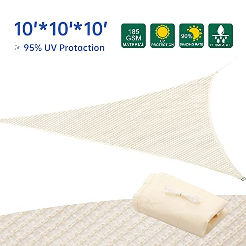 Oneofics Sun Shade Sail 10’x10’x10’ Triangle Sun Shade Sail Canopy UV Block Awning for Outdoor Patio Garden Backyard