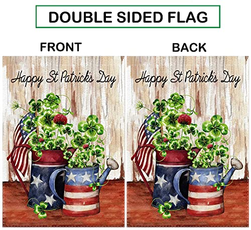 St Patricks Day Garden Flag Luck Shamrock US Flag Bottle 12.5 x 18 Inch Vertical Double Sided Burlap Happy Patricks Day Home Yard Decorations