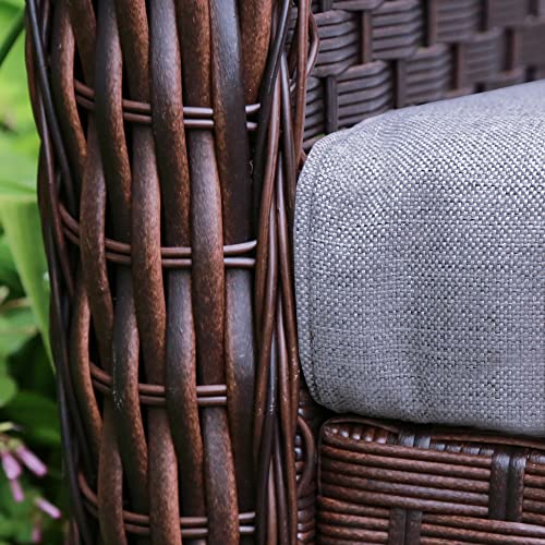 HAPLIFE Products 3 Piece Outdoor Wicker Bistro Set Space Saving Patio Furniture for Yard Side Storage Table, Brown