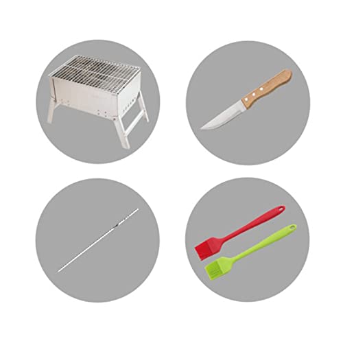Gdrasuya10 Portable Charcoal Grills Set, Foldable Barbecue BBQ Grill Charcoal Stove Camping Cooker for Garden Outdoor BBQ