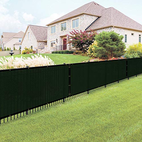 E&K Sunrise 5' x 40' Green Fence Privacy Screen, Commercial Outdoor Backyard Shade Windscreen Mesh Fabric Shade Net Cover for Patio Lawn Chain Link Garden Yard Backyard