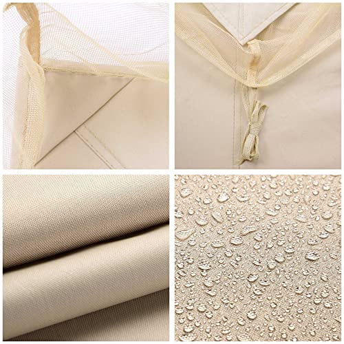 Yescom 10.6'x10.6' Gazebo Top Replacement for 2 Tier Madaga Frame Canopy Cover Patio Garden Yard Light Beige Y00710T01