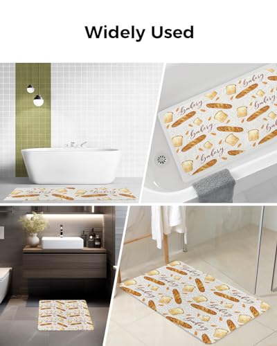 Briskdecor Dessert Baking Tile Bread Baguette PVC Loofah Shower Mat 40x16 inch, Non Slip Comfortable Bathtub Mat Quick Drying Bath Mat with Drain for Tub, Shower, Bathroom
