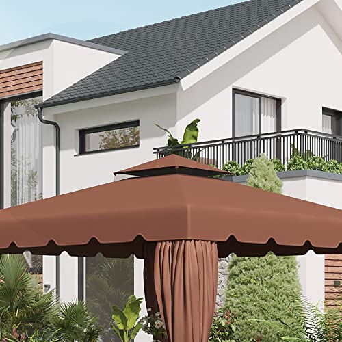 Outsunny 9.8' x 9.8' Gazebo Replacement Canopy, Gazebo Top Cover with Double Vented Roof for Garden Patio Outdoor (TOP ONLY), Coffee