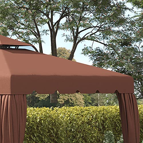 Outsunny 9.8' x 9.8' Gazebo Replacement Canopy, Gazebo Top Cover with Double Vented Roof for Garden Patio Outdoor (TOP ONLY), Coffee