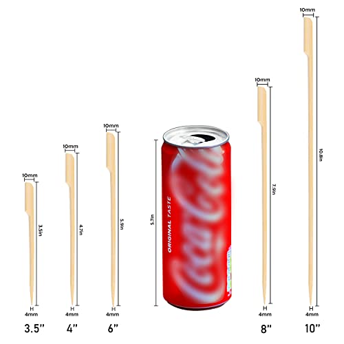 6 Inch Bamboo Skewers 100PCS Food Appetizer Toothpicks Wide Flat Paddle Bamboo Wood Picks for Cocktail, Marshmallow, Fruit, Grilling, Drink, BBQ, Barbecue, Yakitori Chicken, Fondue, Roasting