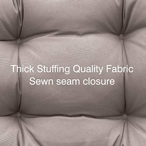 QILLOWAY Outdoor Seat/Back Chair Cushion Tufted Pillow, Spring/Summer Seasonal All Weather Replacement Cushions. (TAN/Grey)
