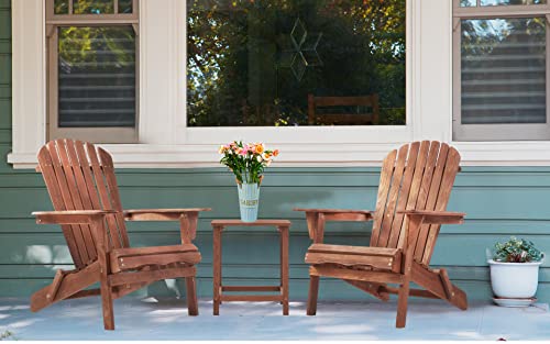 Folding Adirondack Chair Set of 2, Half Pre-Assembled Outdoor Wood Patio Chair for Garden/Backyard/Firepit/Pool/Beach/Deck