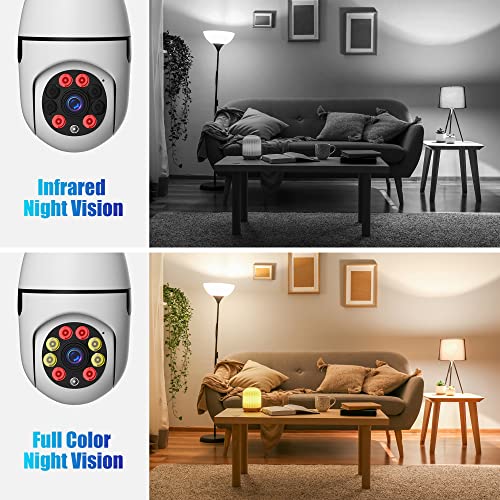 Light Bulb Security Camera Wireless Outdoor - 2.4GHz/5GHz WiFi 360 Surveillance Indoor Socket Security Camera Camera Real-time Motion Detection Alerts Two Way Talk Night Vision 32G SD Card Included
