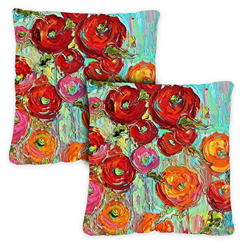 Toland Home Garden Decorative Fabulous Flowers Spring Summer Floral Colorful 18 x 18 Inch Pillow Case (2-Pack)