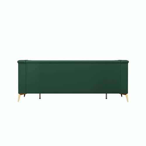ERYE Mid-Century Modern PU Leather Button Upholstered Chesterfield 3 Seaters Sofa Couch, Golden Legs, Flared Padded Armrest,Removable Cushions Cover for Living Room,Bedroom,Office,Apartment