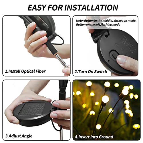 BOBOBOX Super Bright Solar Powered Firefly Lights, Starburst Swaying Lights Vibrant Solar Garden Lights, Firefly Outdoor Waterproof Lights for Yard Patio Landscape Decoration, Warm White (8 LED-2pack)