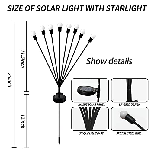 BOBOBOX Super Bright Solar Powered Firefly Lights, Starburst Swaying Lights Vibrant Solar Garden Lights, Firefly Outdoor Waterproof Lights for Yard Patio Landscape Decoration, Warm White (8 LED-2pack)