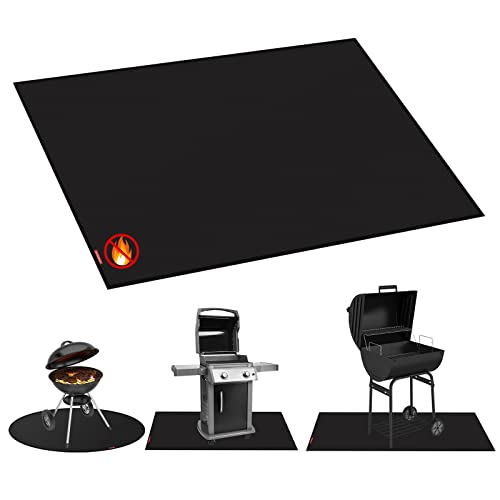 TONAHUTU Large Under Grill Mat, 36 x 48 Inches Absorbent Oil Pad Premium Grill Mat for Deck Patio Protective Mats Indoor Fireplace Mat Prevents Ember Damage Wood Floor, Black