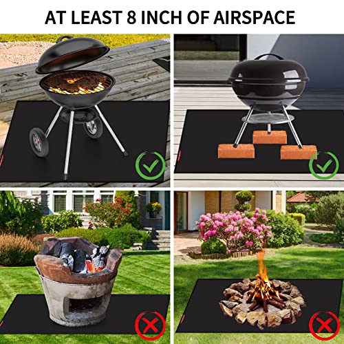 TONAHUTU Large Under Grill Mat, 36 x 48 Inches Absorbent Oil Pad Premium Grill Mat for Deck Patio Protective Mats Indoor Fireplace Mat Prevents Ember Damage Wood Floor, Black