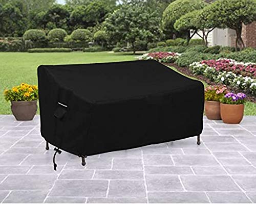 Patio Outdoor Sofa Covers Waterproof Black Loveseat Covers,Lawn Bench Covers Stackable Heavy Duty Outside Couch Covers Patio Furniture Covers,Outdoor Lounge Seat Covers Water Resistant,Black