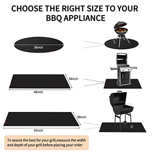 TONAHUTU Large Under Grill Mat, 36 x 48 Inches Absorbent Oil Pad Premium Grill Mat for Deck Patio Protective Mats Indoor Fireplace Mat Prevents Ember Damage Wood Floor, Black