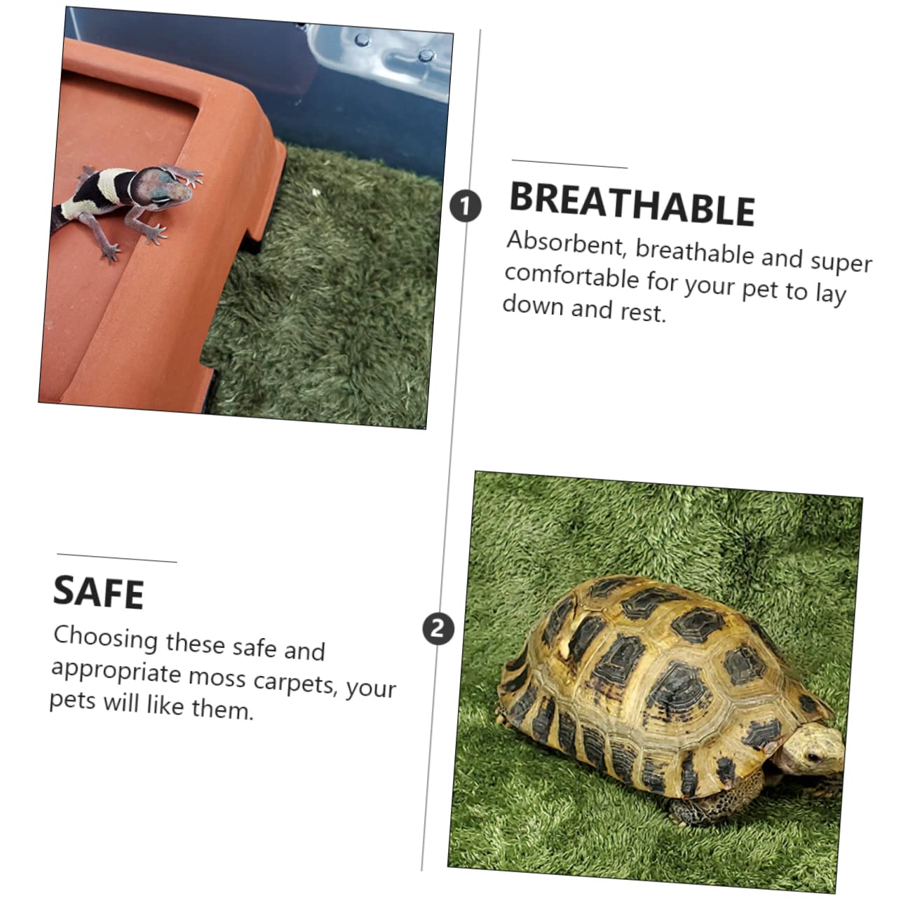 GANAZONO 2Pcs Climbing Pet Fake Lawn Terrarium Substrate Liner Reptile Bed Reptile Climbing Carpet Miniature Grass mat Amphipod Reptile Moss Carpets Horned Frog Cotton Absorbent pad