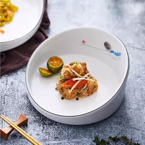 Salad Fruit Bowl Household Ceramic Cold Dish Plate Commercial Dish Plate Hotel Tableware, Salad Cold Dish Plate Ramen Bowl (Size : Small)