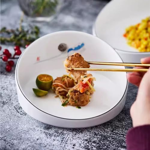 Salad Fruit Bowl Household Ceramic Cold Dish Plate Commercial Dish Plate Hotel Tableware, Salad Cold Dish Plate Ramen Bowl (Size : Small)