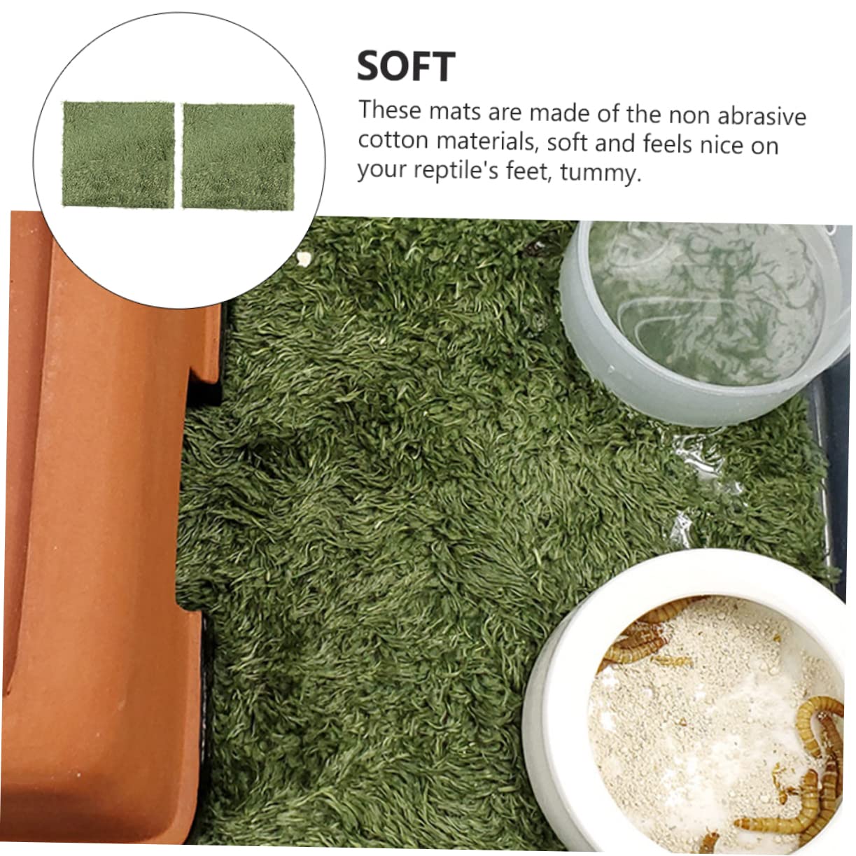 GANAZONO 2Pcs Climbing Pet Fake Lawn Terrarium Substrate Liner Reptile Bed Reptile Climbing Carpet Miniature Grass mat Amphipod Reptile Moss Carpets Horned Frog Cotton Absorbent pad